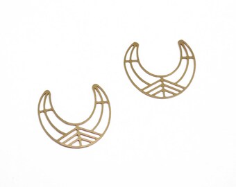 Gold Chevron Pendants 2 Pcs Curved V-Shaped Charms Gold | Etsy