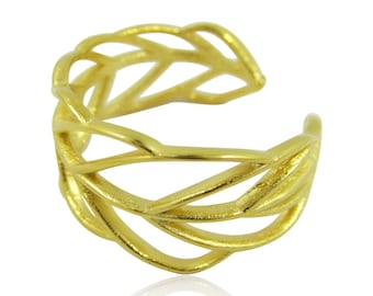 Gold leaf ring | Etsy