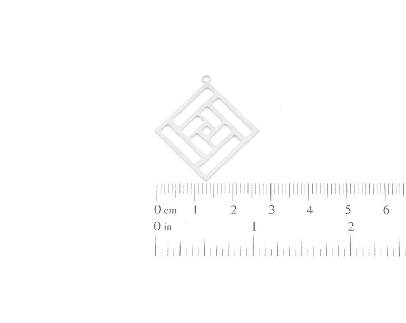 Silver Square Pendant 2 Pcs Square Maze Pendant Geometry | Etsy