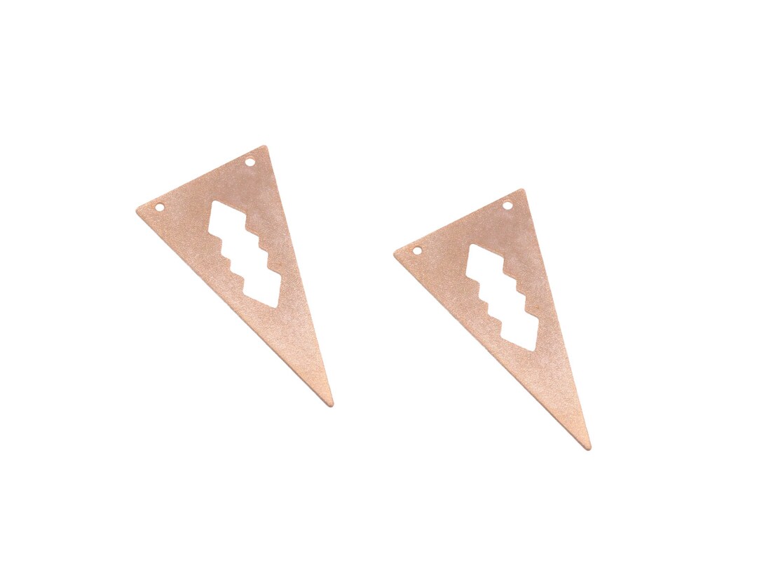 Long Triangle Pendant, 2 Pcs Rose Gold Plated, Geometric Pendant ...