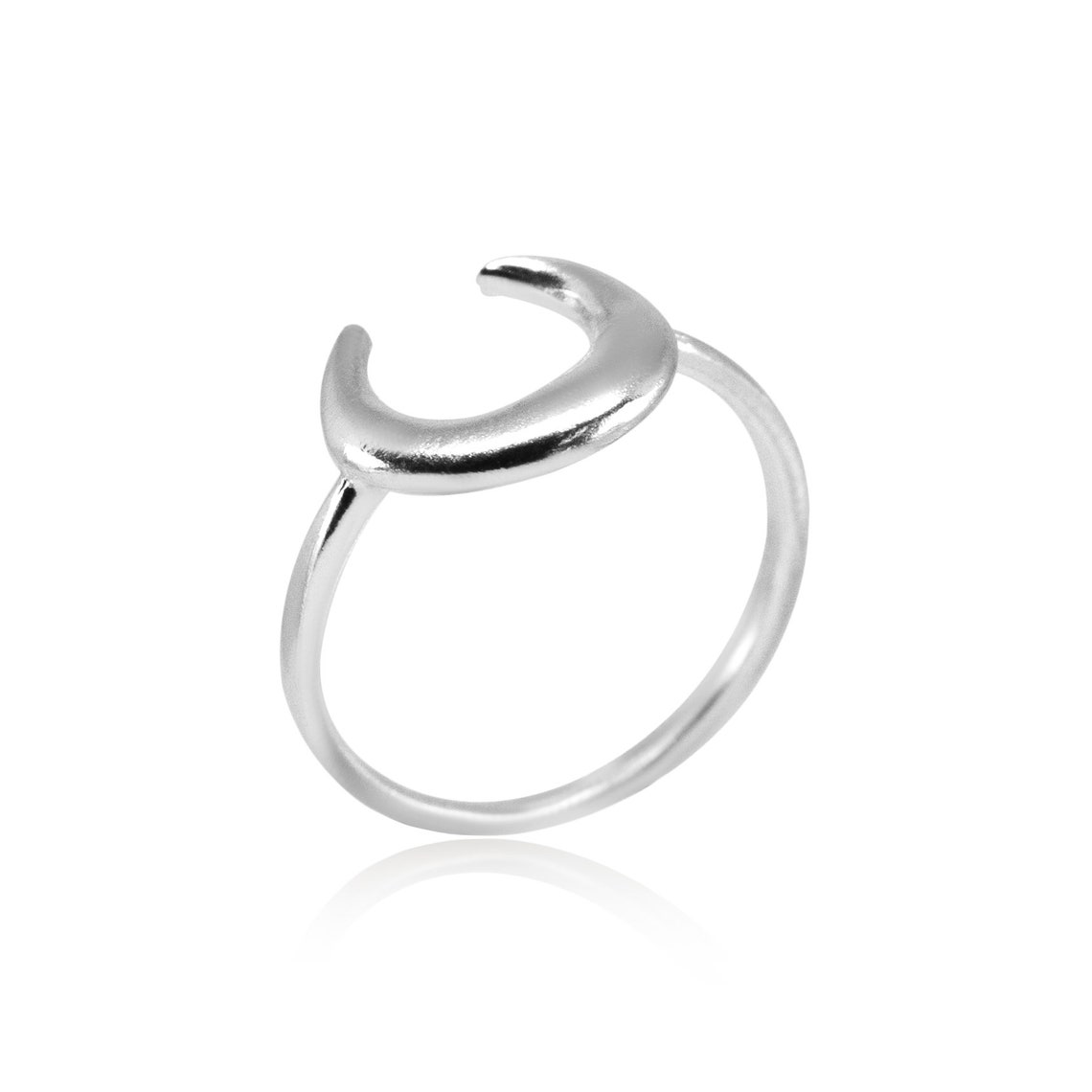 925 Sterling Silver Moon Ring Silver Antler Ring Half Moon - Etsy