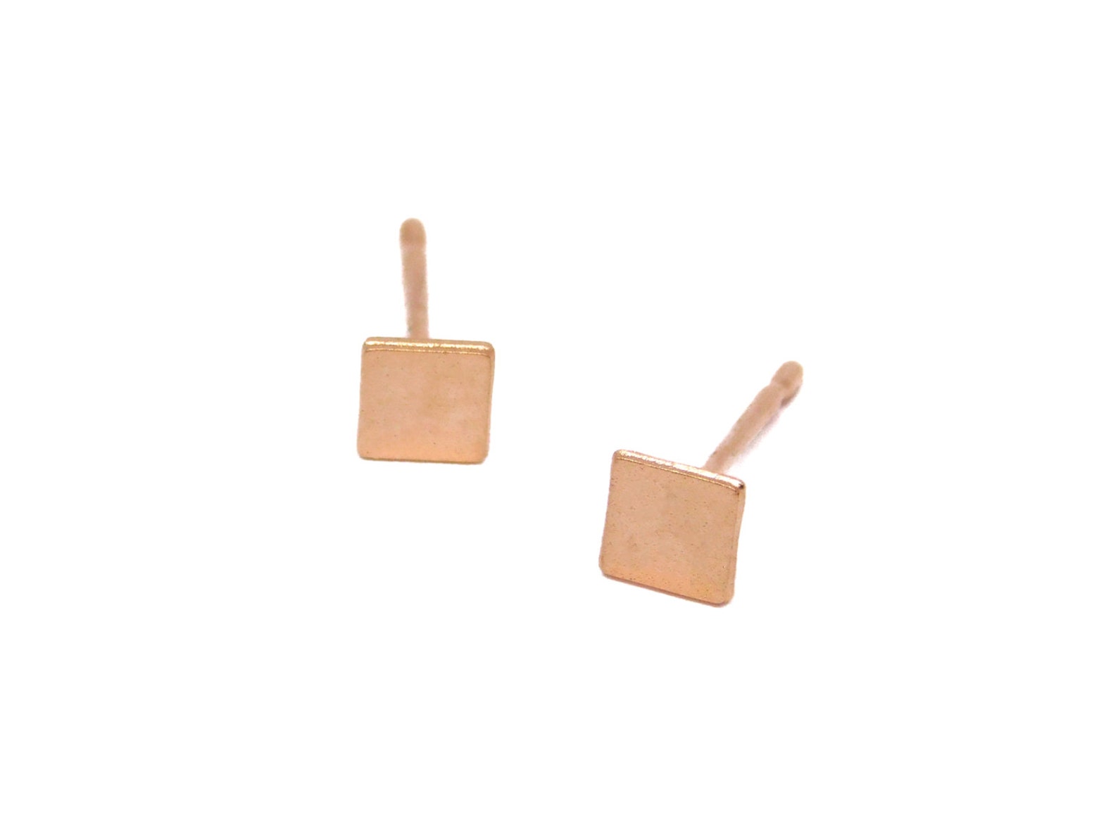 Rose Gold Square Studs, 1 Pair, Tiny Square Earring, Square Earrings ...