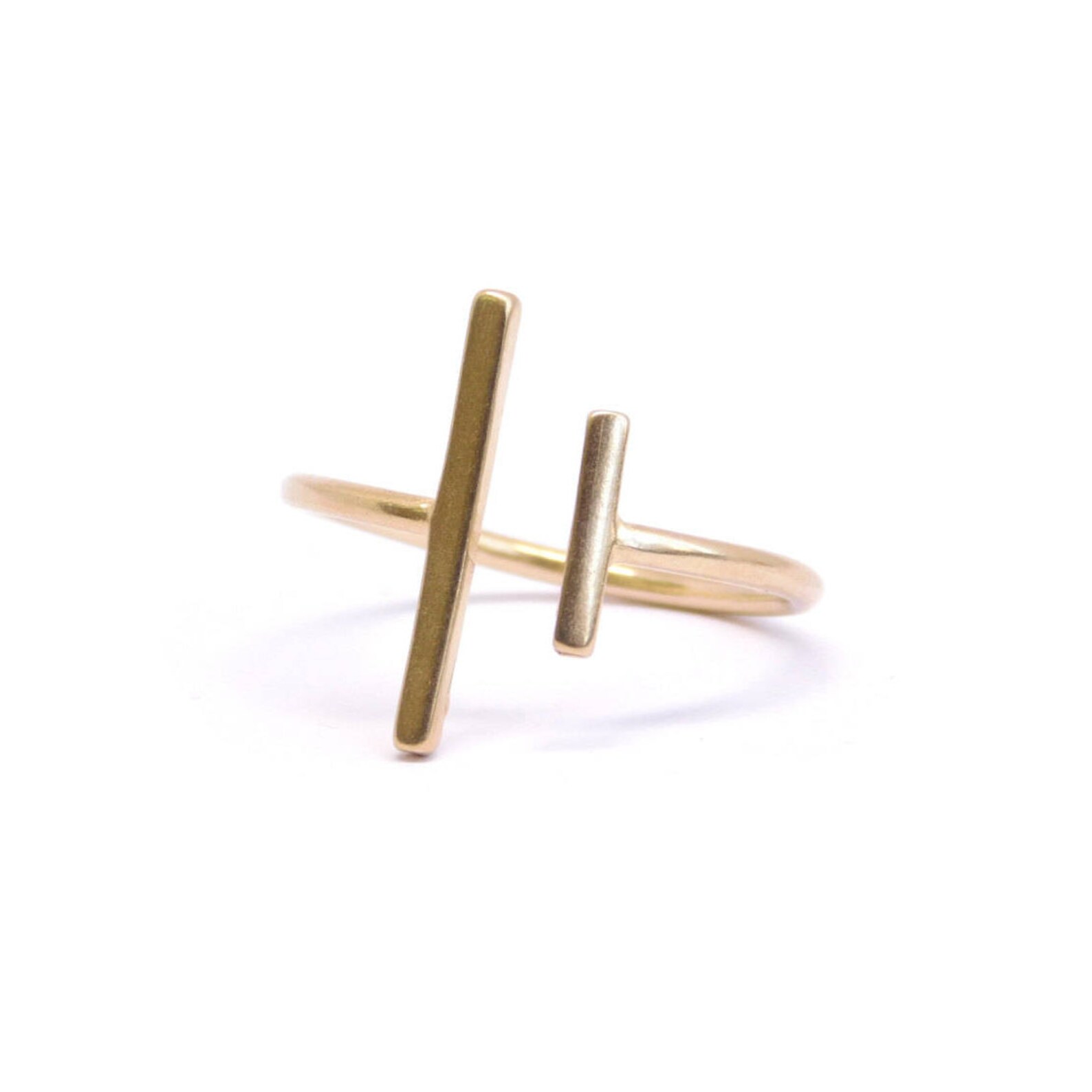 Silver Two Bars Ring Double Bar Ring Open Bar Ring | Etsy