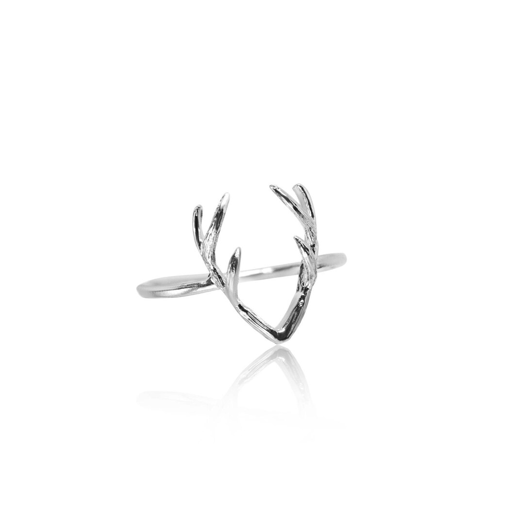 Silver 925 Deer Head Ring, Gold Deer Antler Jewelry, Silver Reindeer ...