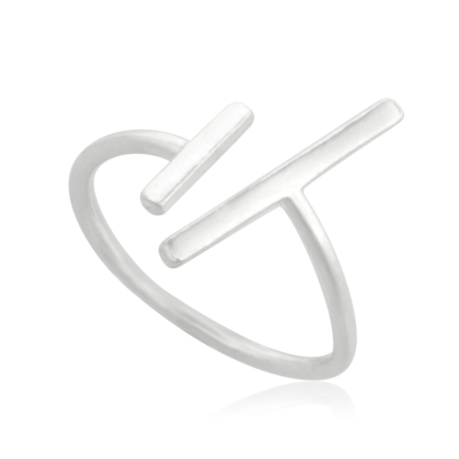 Silver Two Bars Ring Double Bar Ring Open Bar Ring | Etsy