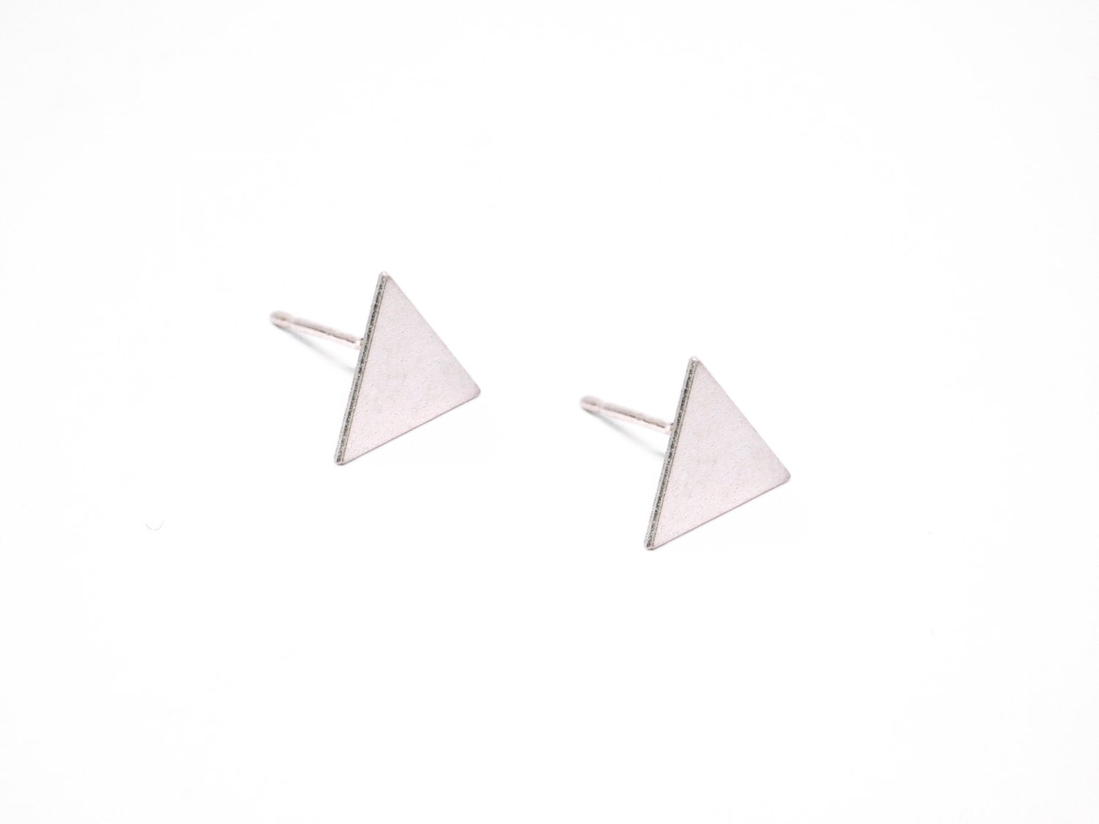 Silver Triangle Studs Silver Triangle Earrings Triangle Post - Etsy