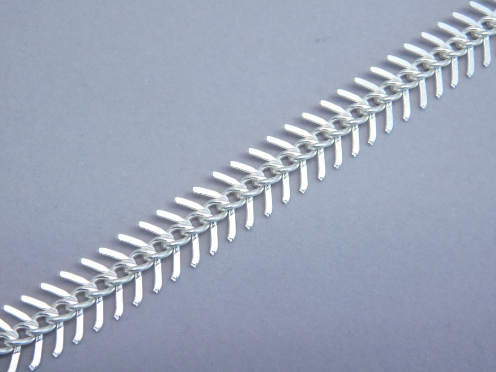 Fish Bone Chain, Silver Plated Chain, 1 Foot 11mm, Industrial Silver ...
