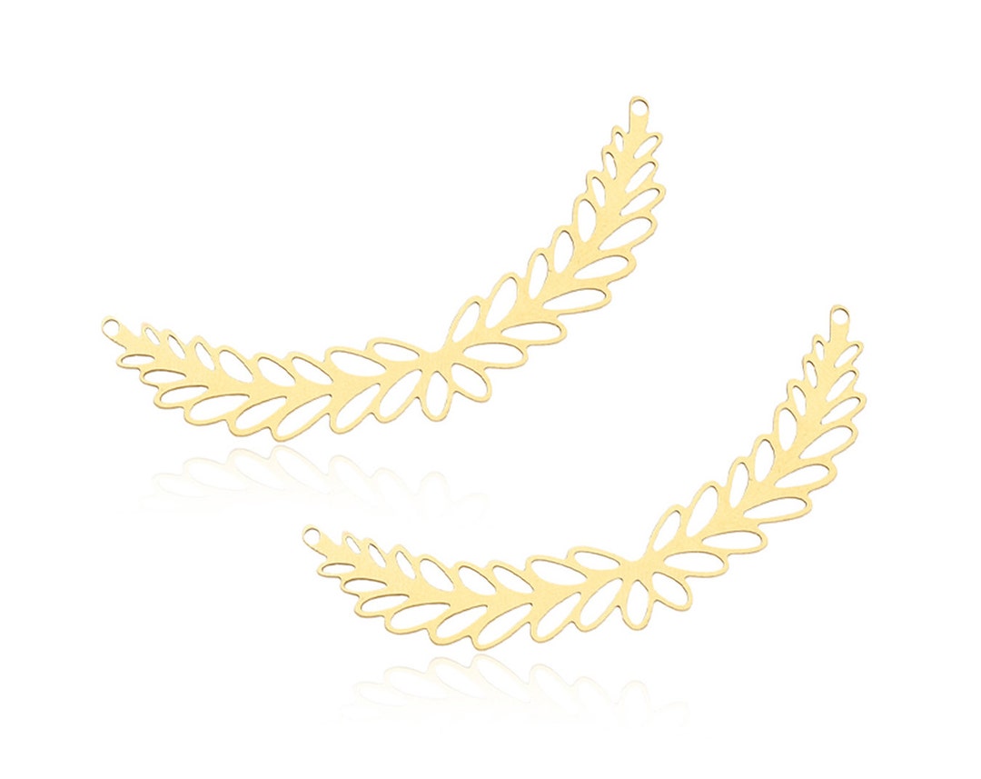 Gold Branch Pendant, 2 Pcs, Gold Plated Pendant, Gold Leaf Pendant ...