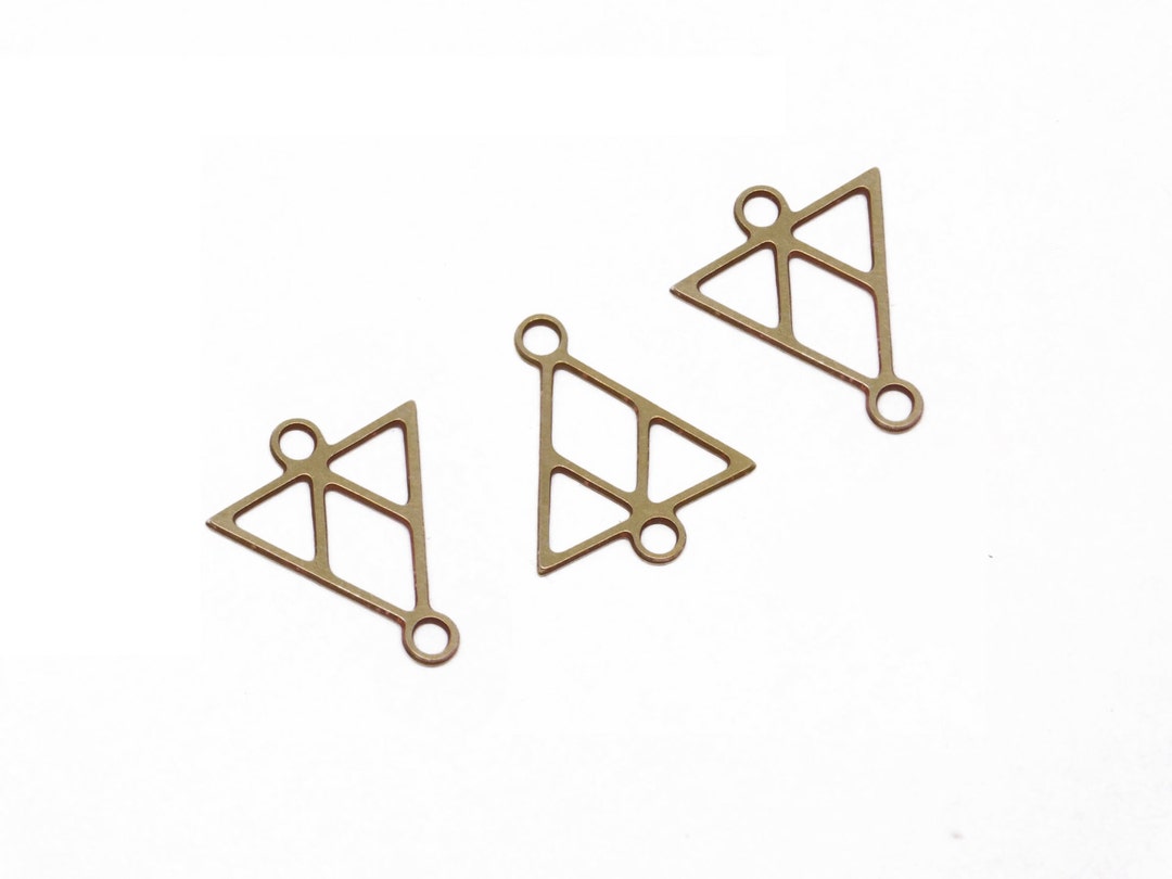 Raw Brass Triangles Connector, 3 Pcs, Geometric Charm , Triangle Link Charm, Laser-cut Pendants ...