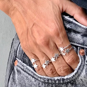Stars Open Ring, Open Star Ring, Adjustable Star Ring, Gold Stars Ring ...