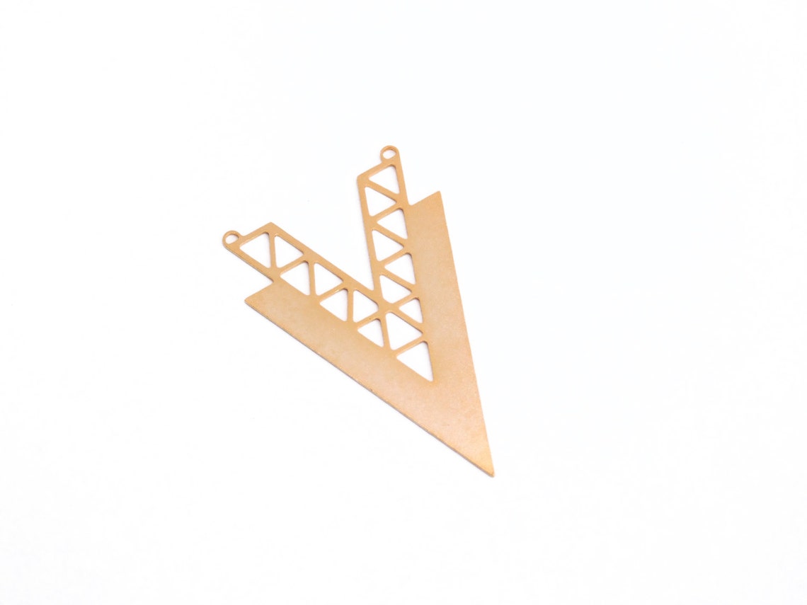 Large Gold Triangles 2 Pcs V-Shaped Pendants Gold Plated | Etsy