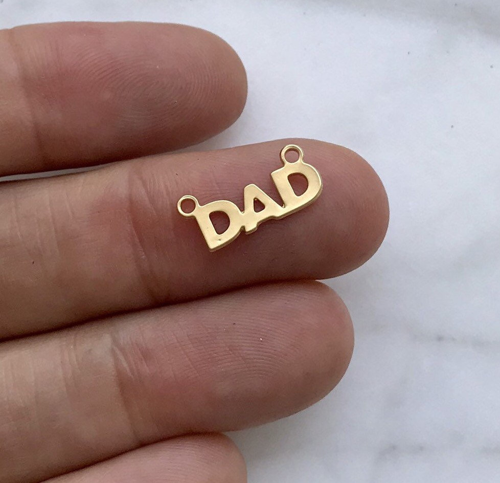 Gold Dad Pendant, Gold Mom Pendant, 1 PC, Gold Personal Charm, Gold ...