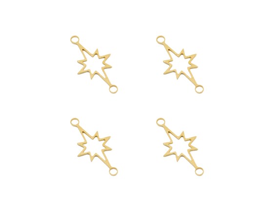 Gold Star Connector 4 Pcs Tiny Starburst Charm Small | Etsy