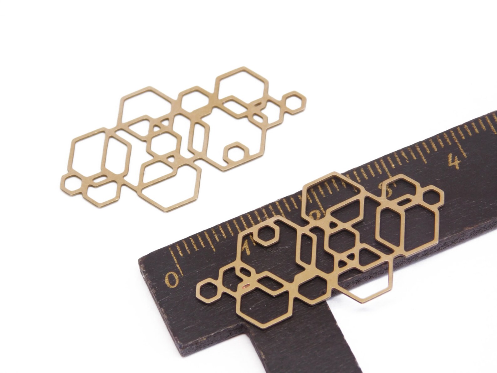 Geometric Hexagons Pendant, Raw Brass 2 Pc Laser Cut Jewelry, Exclusive ...