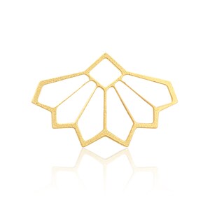 Gold Fan Pendant, 3 Pcs, Geometric Fan Charm, Art Deco Pendant, Fan ...