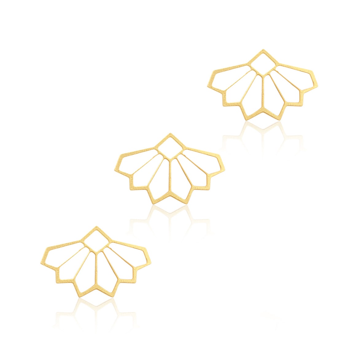 Gold Fan Pendant 3 Pcs Geometric Fan Charm Art Deco - Etsy