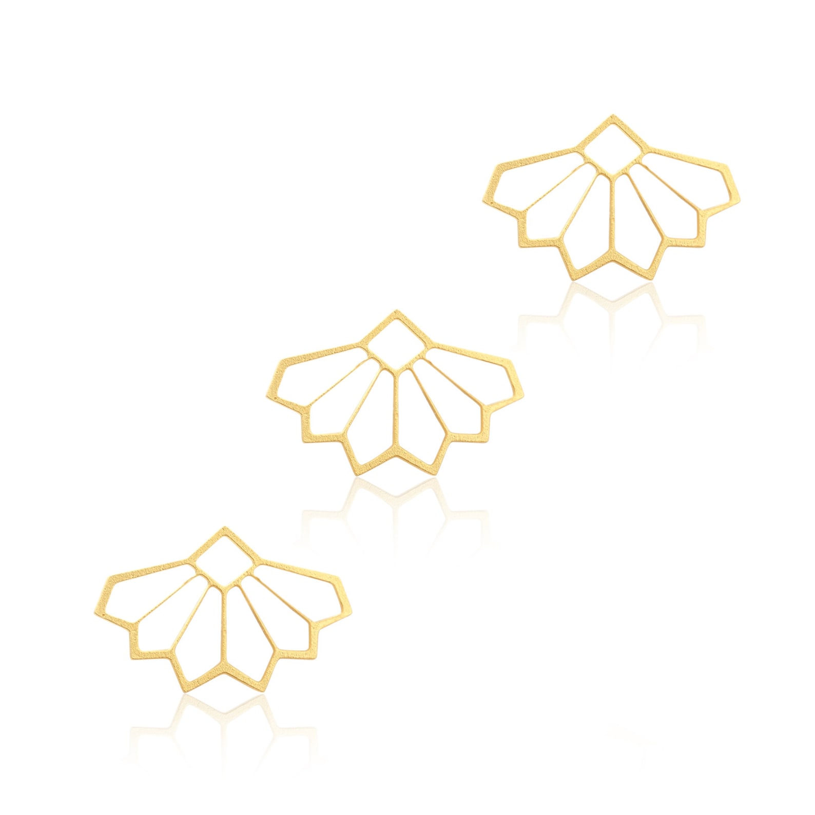 Gold Fan Pendant 3 Pcs Geometric Fan Charm Art Deco - Etsy