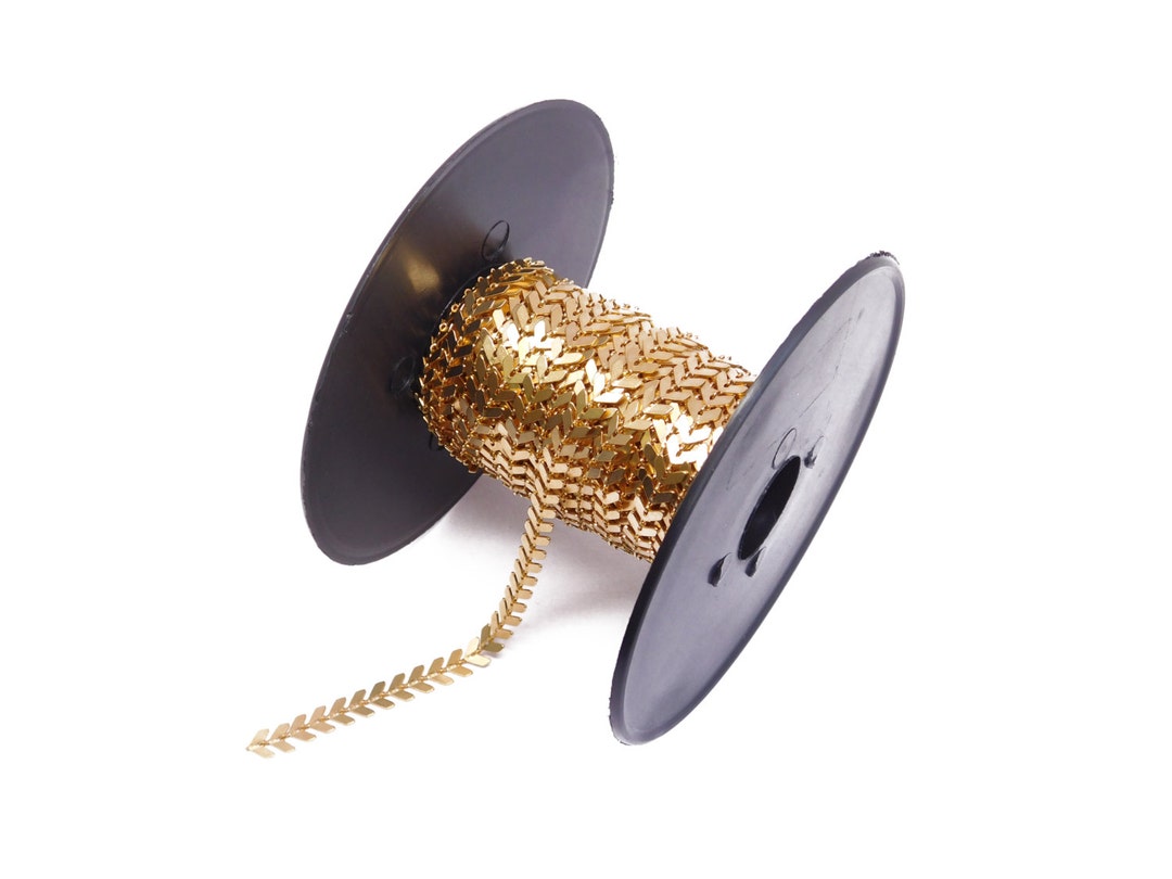 Gold Chevron Chain, 1ft, 6mm, Chain Supplies, Silver Fish Bone, Chains ...