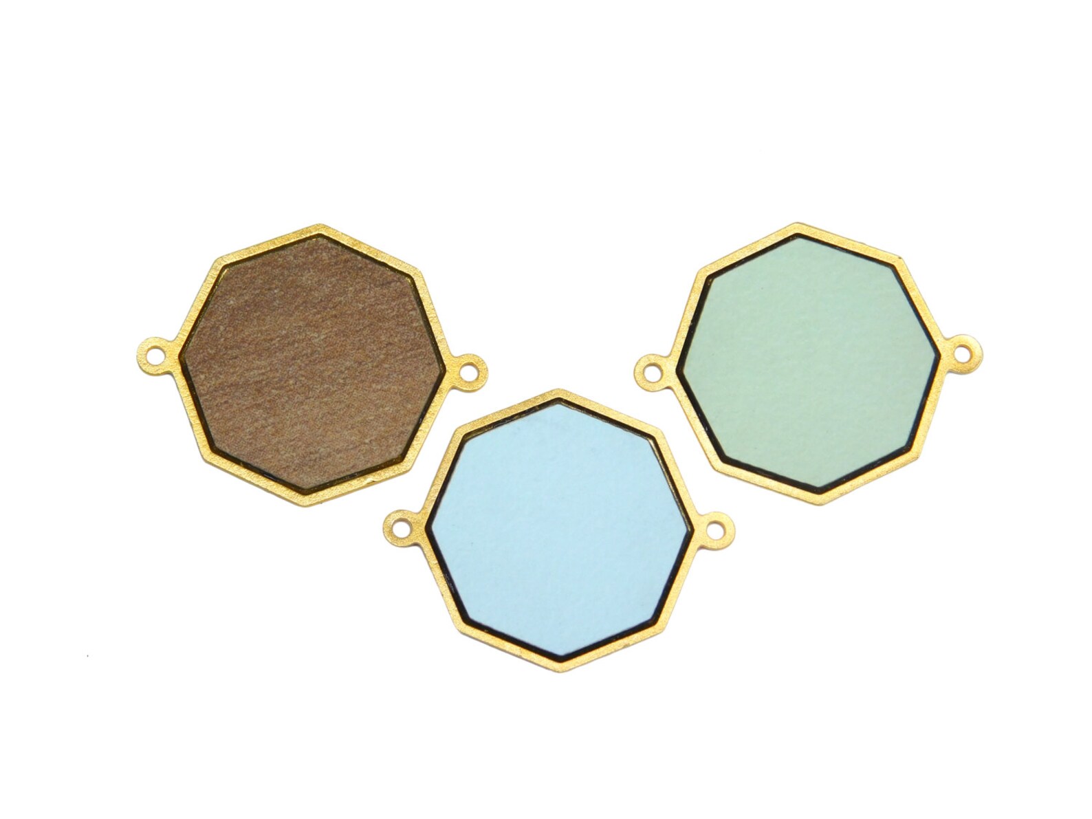 Geometric Connector, 1 Pc, Octagon FORMICA Pendant, Gold Plated Pendant ...