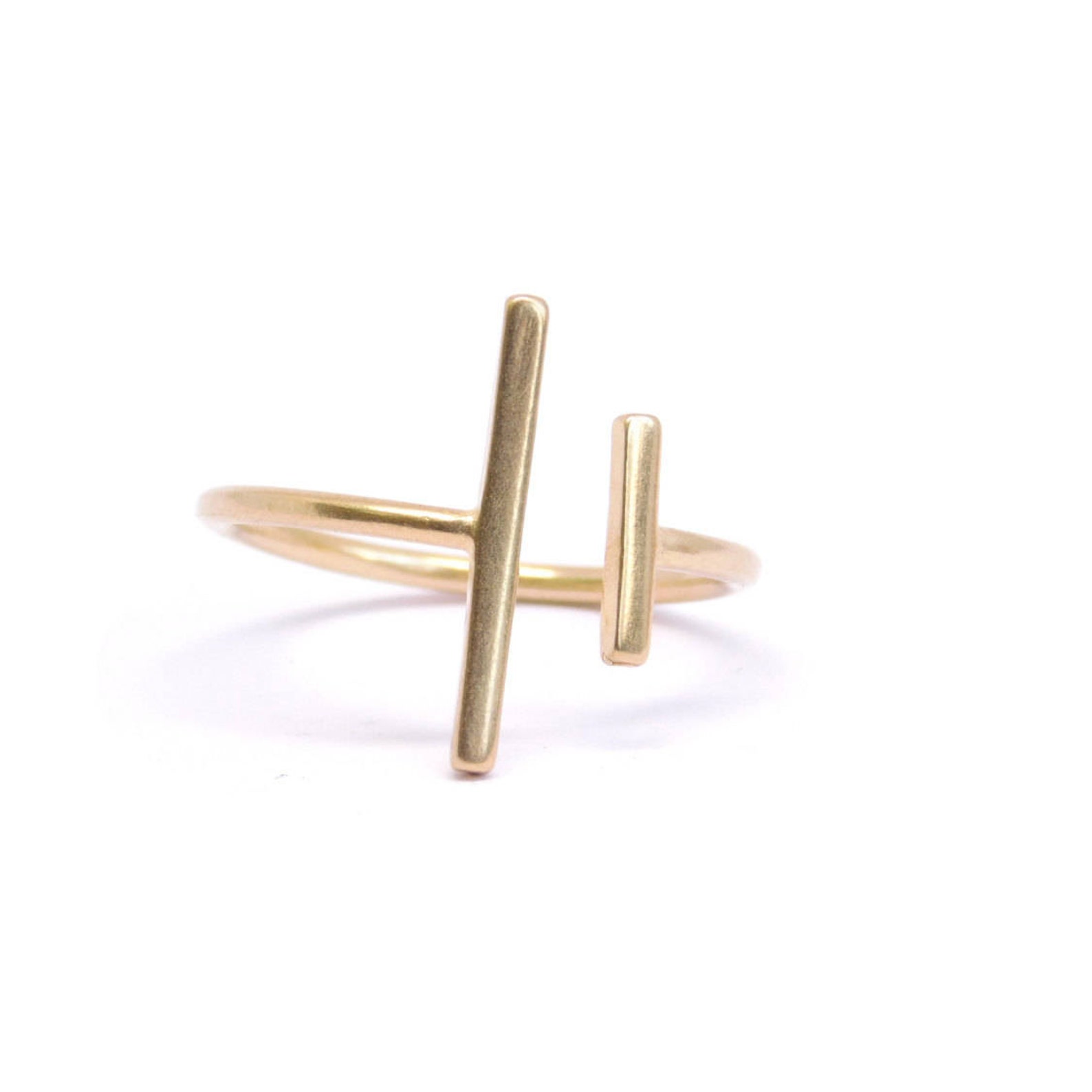 Silver Two Bars Ring Double Bar Ring Open Bar Ring | Etsy