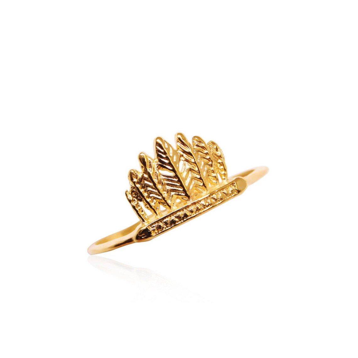 Gold Feather Crown Ring 14k Deep Gold Ring Feather Jewelry - Etsy