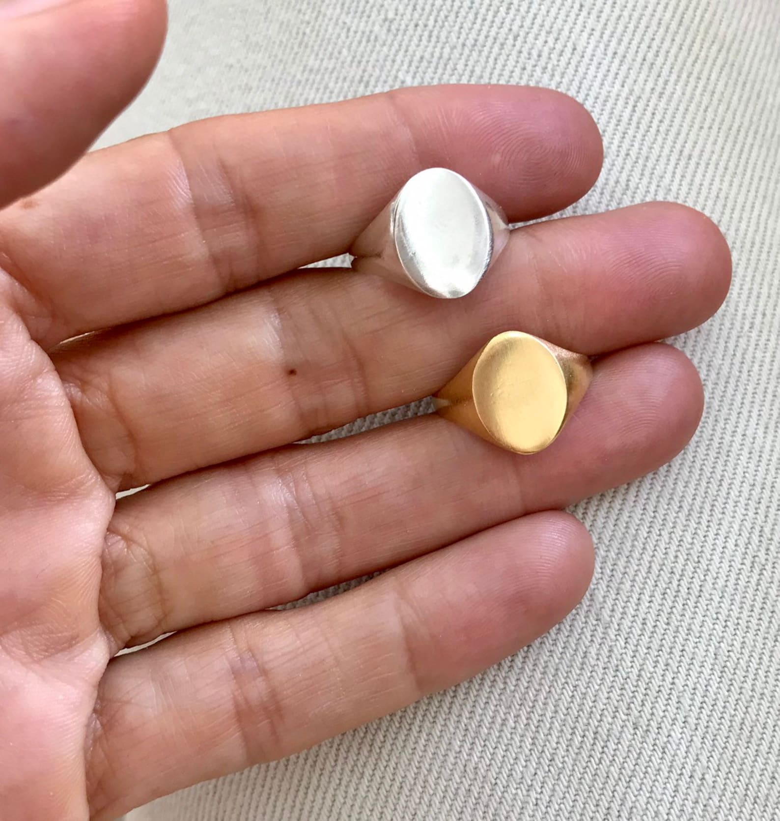 Sterling Silver Signet Ring With Logo Engraved 2 Rings - Etsy