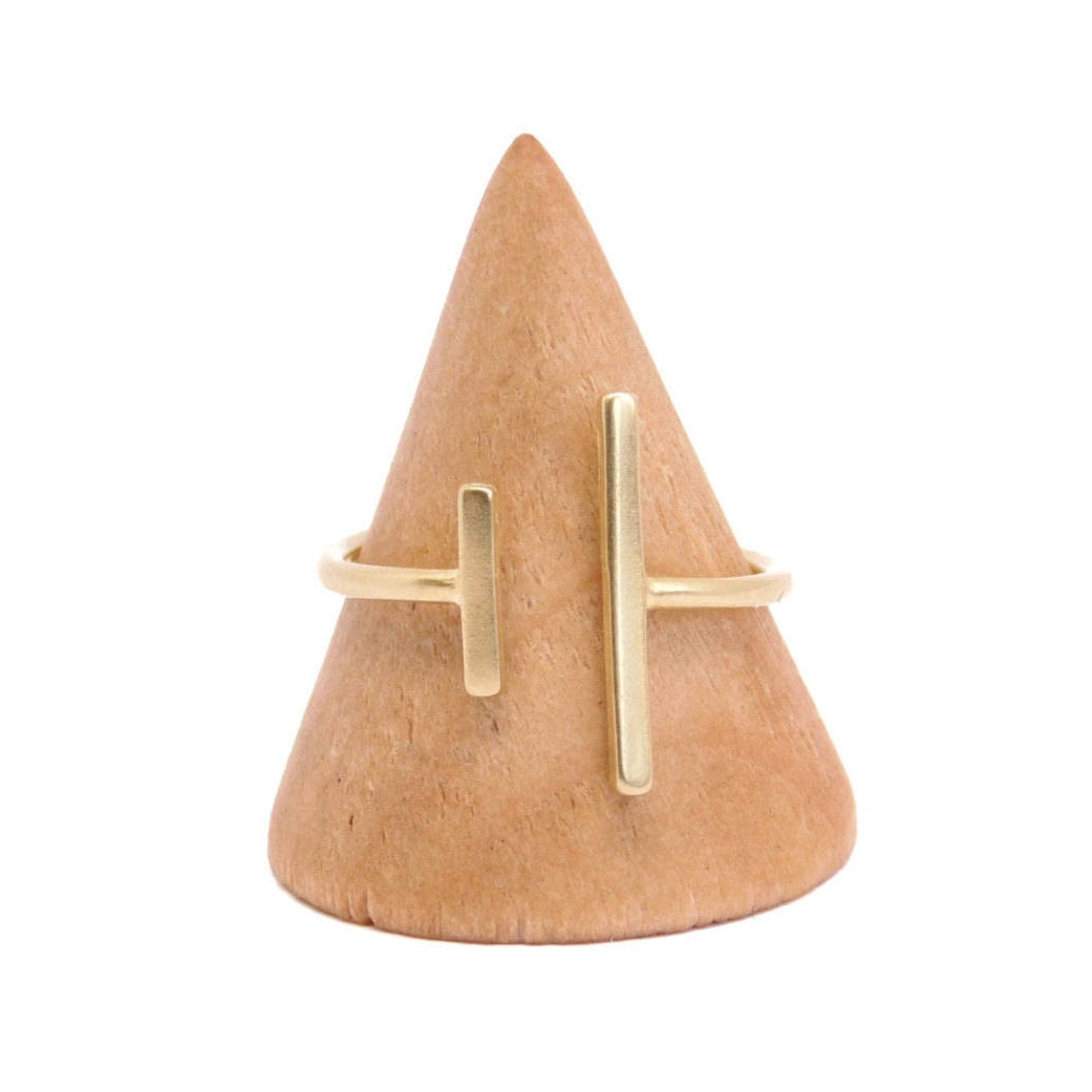 Silver Two Bars Ring Double Bar Ring Open Bar Ring | Etsy