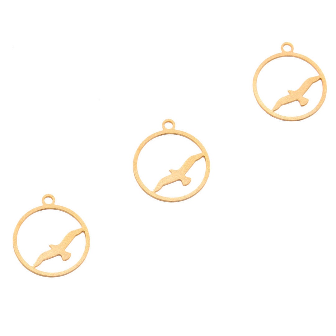 Gold Bird Charm, 3 Pcs, Gold Seagull Charm, Flying Bird Pendant, Bird ...