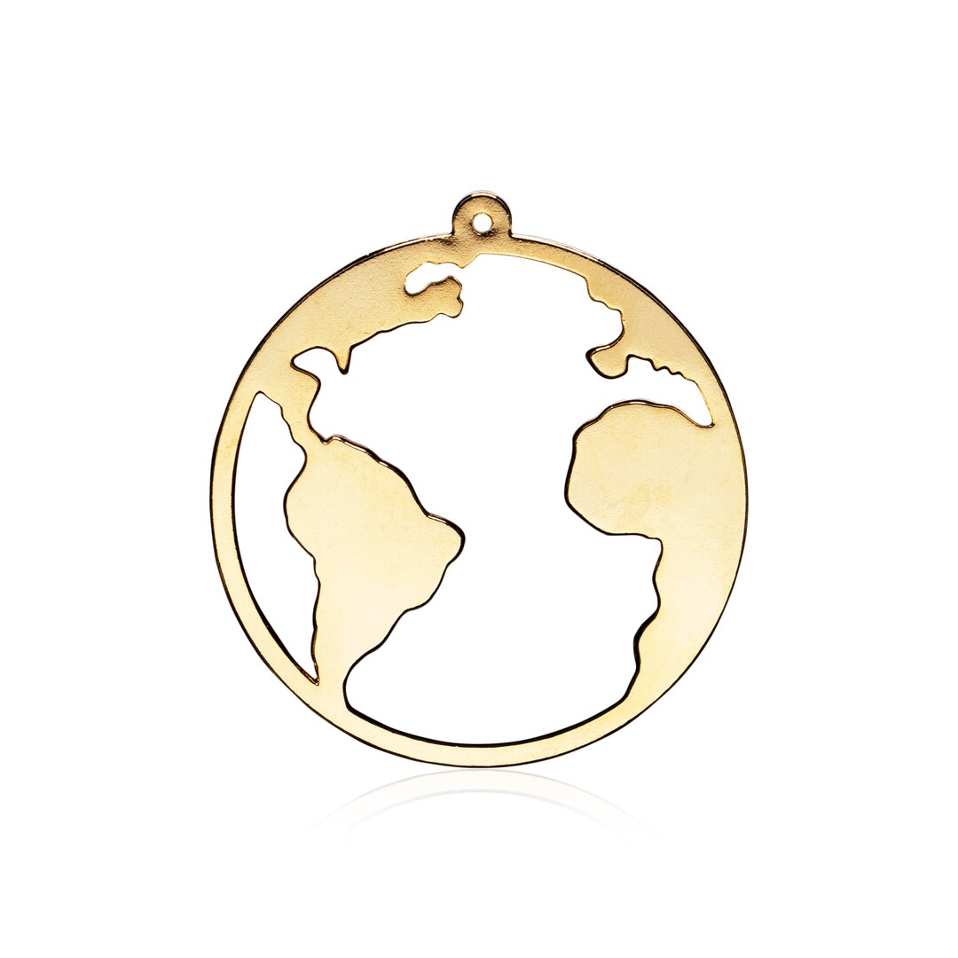Earth Pendant, World Map Charm, Map Necklace, Wanderlust Necklace, Gold ...