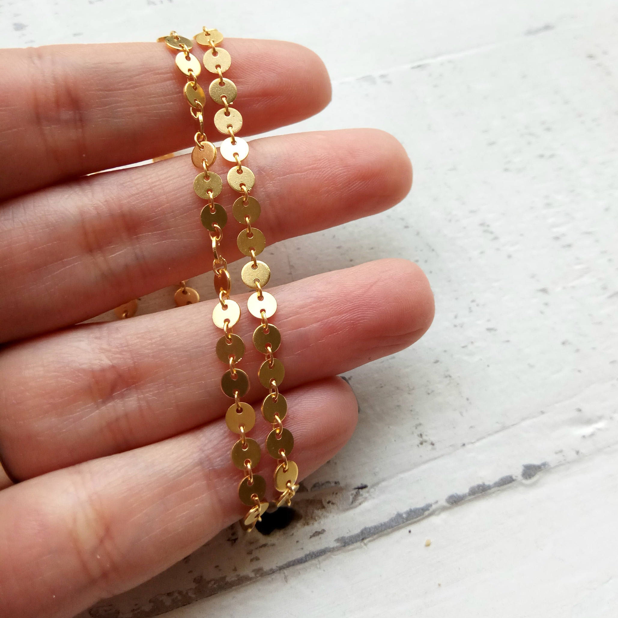 1 Foot Gold Plated Round Button Chain Supplies fine chains | Etsy