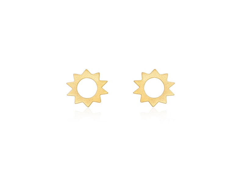 Sun Stud Earrings, Gold Stud Earrings, Gold Sun Earrings, Gold Post ...