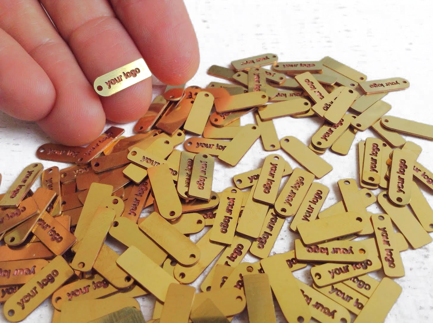 Gold Logo Tags 50 Pcs Custom Logo Design Brass Logo Charms - Etsy