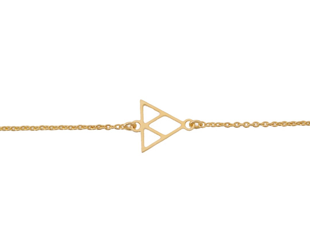 Gold Triangle Bracelet, Triangle Charm Bracelet, Cosmic Triangle ...