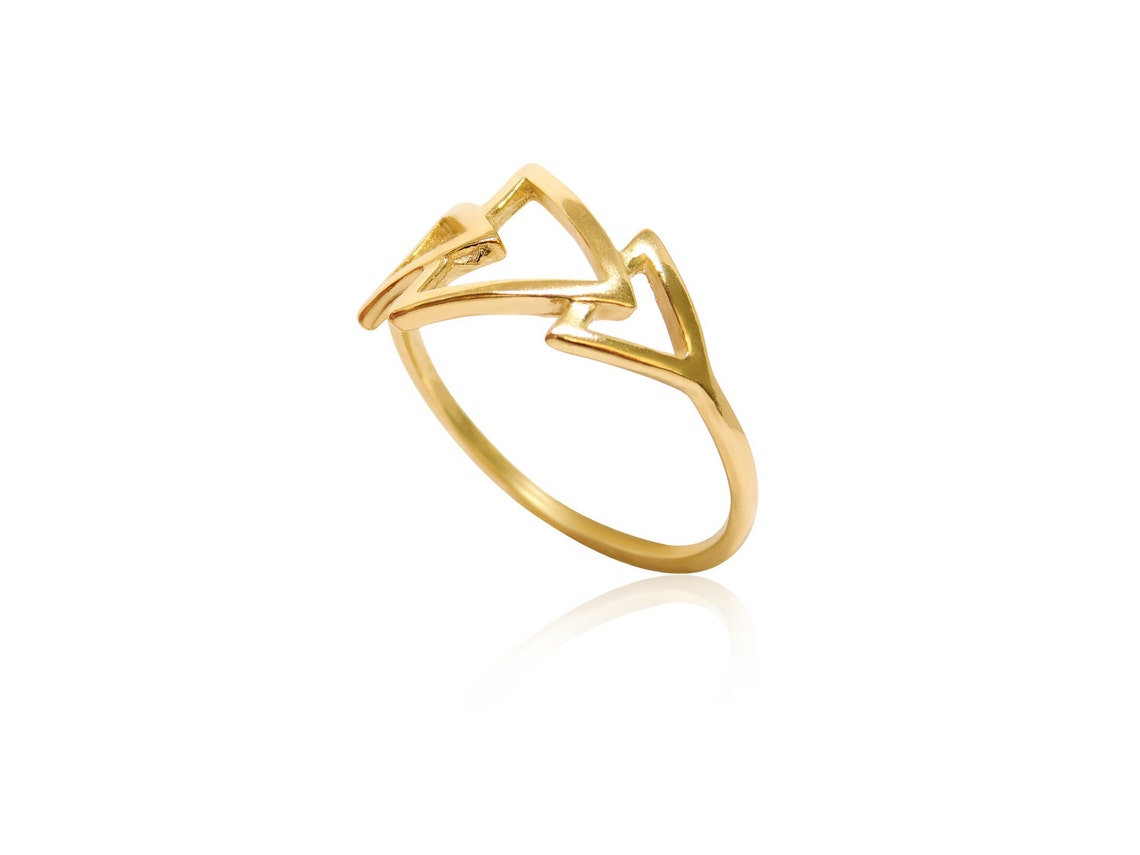 Gold Triangles Ring, Boho Gold Ring, Simple Ring, Gold Trendy Rings ...
