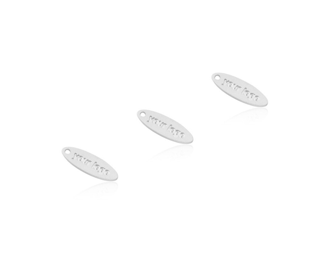 Silver Logo Tags, 50 Pcs, Custom Logo Tags, Oval Engraved Tags, Logo ...