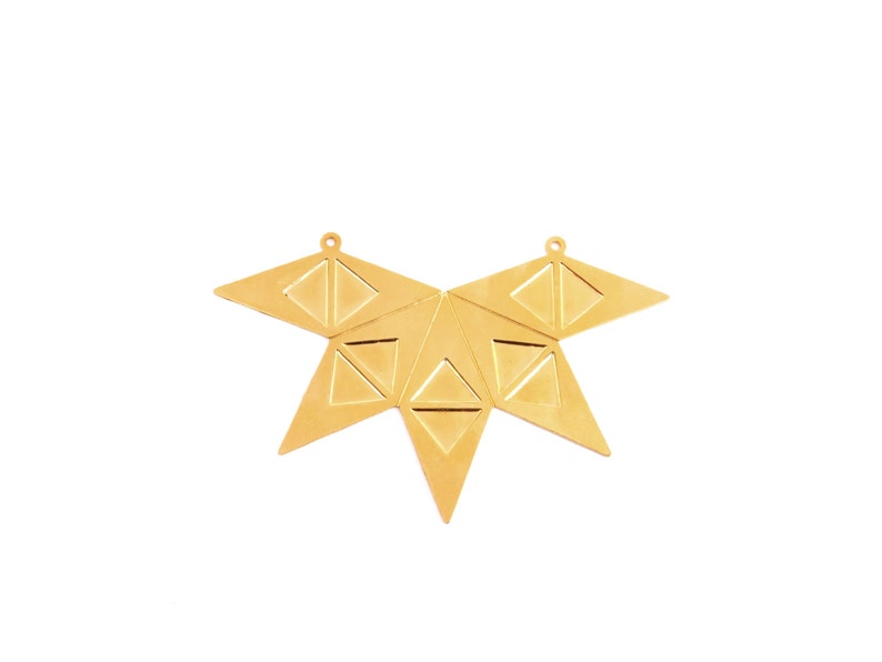 Gold Geometric Pendant, 1 Pc Large Pendant, Rhombus Fan Pendant, Tribal ...