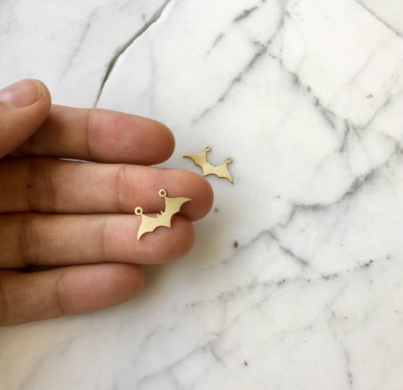Bat Brass Charm, Bat Charm, Gold Plated Brass, 1 PC, Spooky Pendant ...
