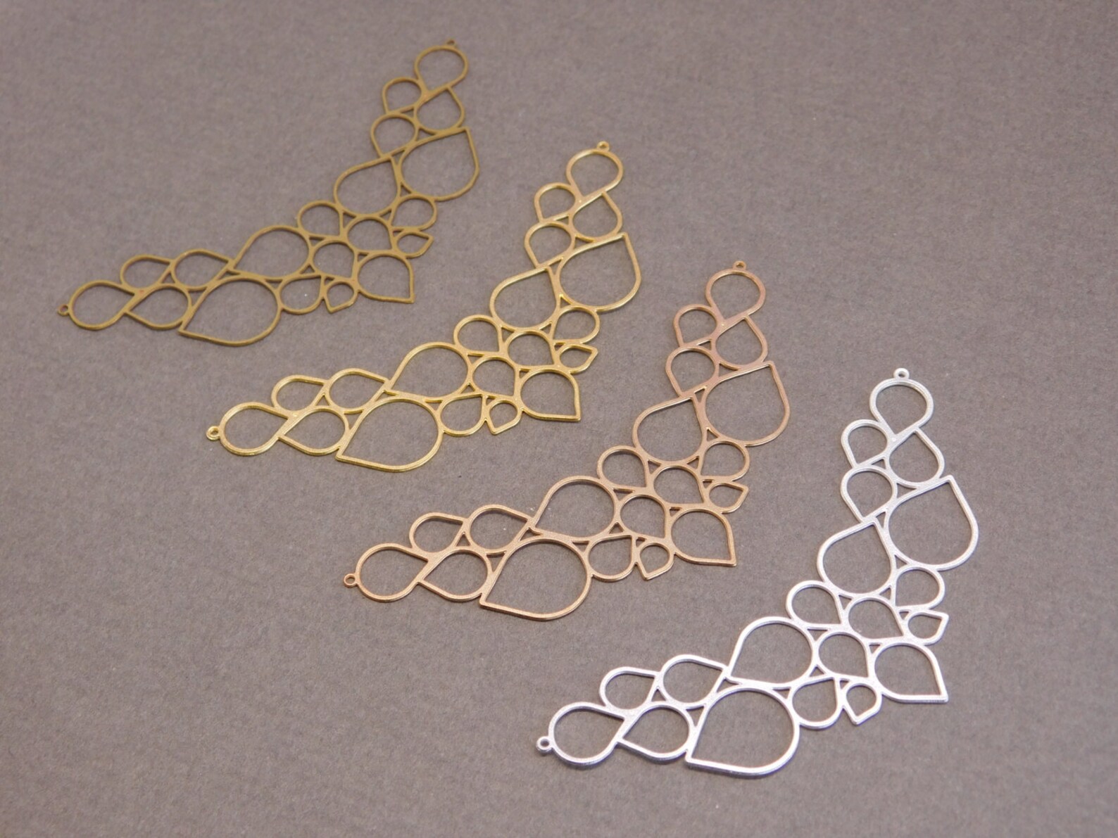Gold Drops Pendant, 1 Pc, Floral Drops Pendant, Laser Cut Jewelry ...