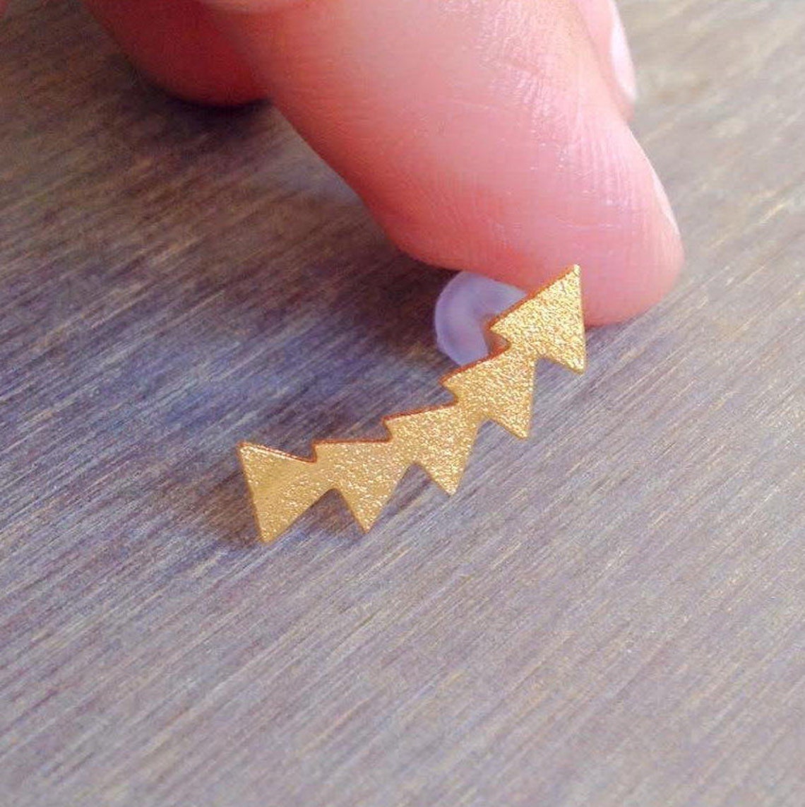 Gold Triangles Earring, 1 Pc, Ear Climber Earring, Triangle Ear Crawler ...