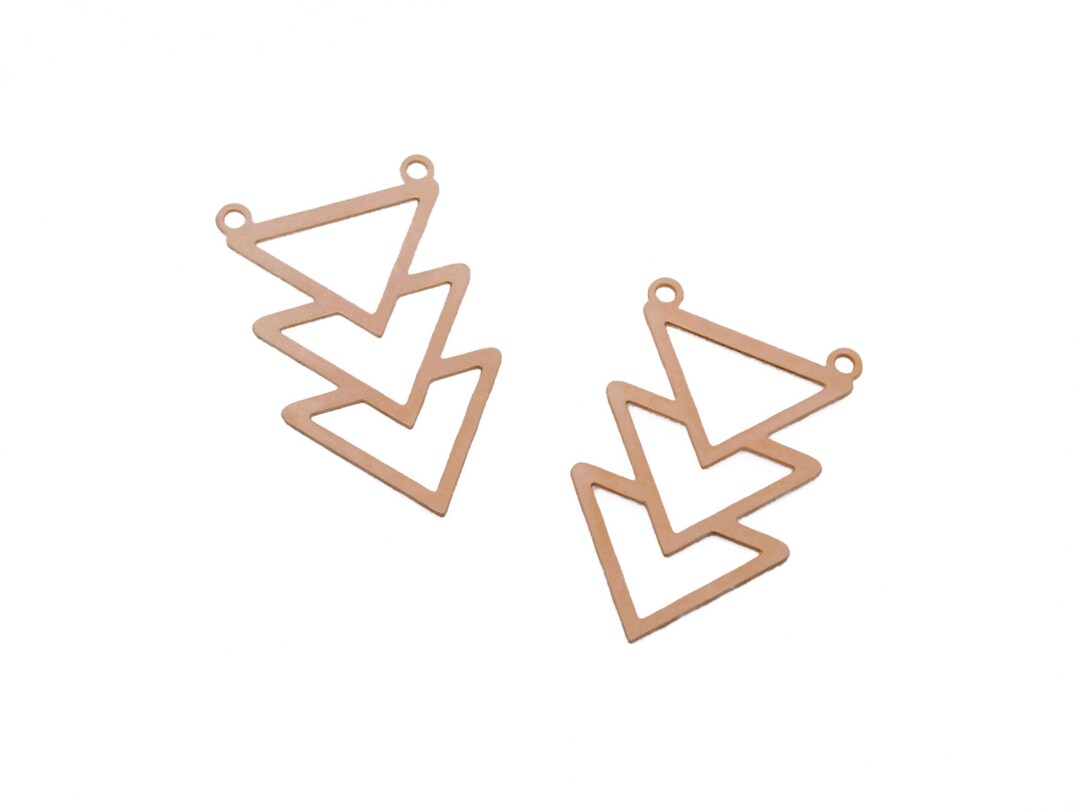 Rose Gold Triangles Pendant, 2 Pcs, V Shaped Pendant, Triangle Chevron ...
