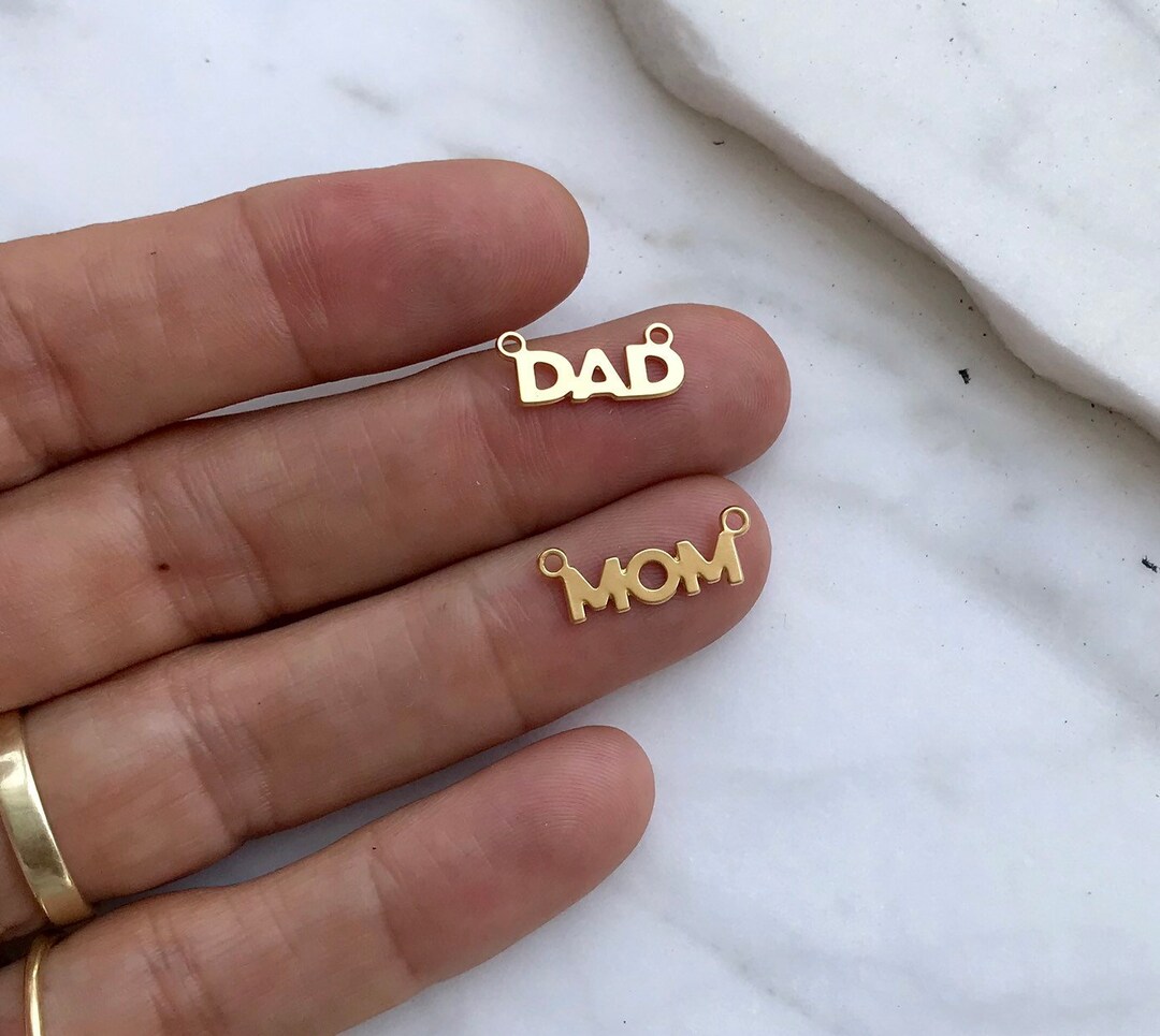 Gold Dad Pendant, Gold Mom Pendant, 1 PC, Gold Personal Charm, Gold ...