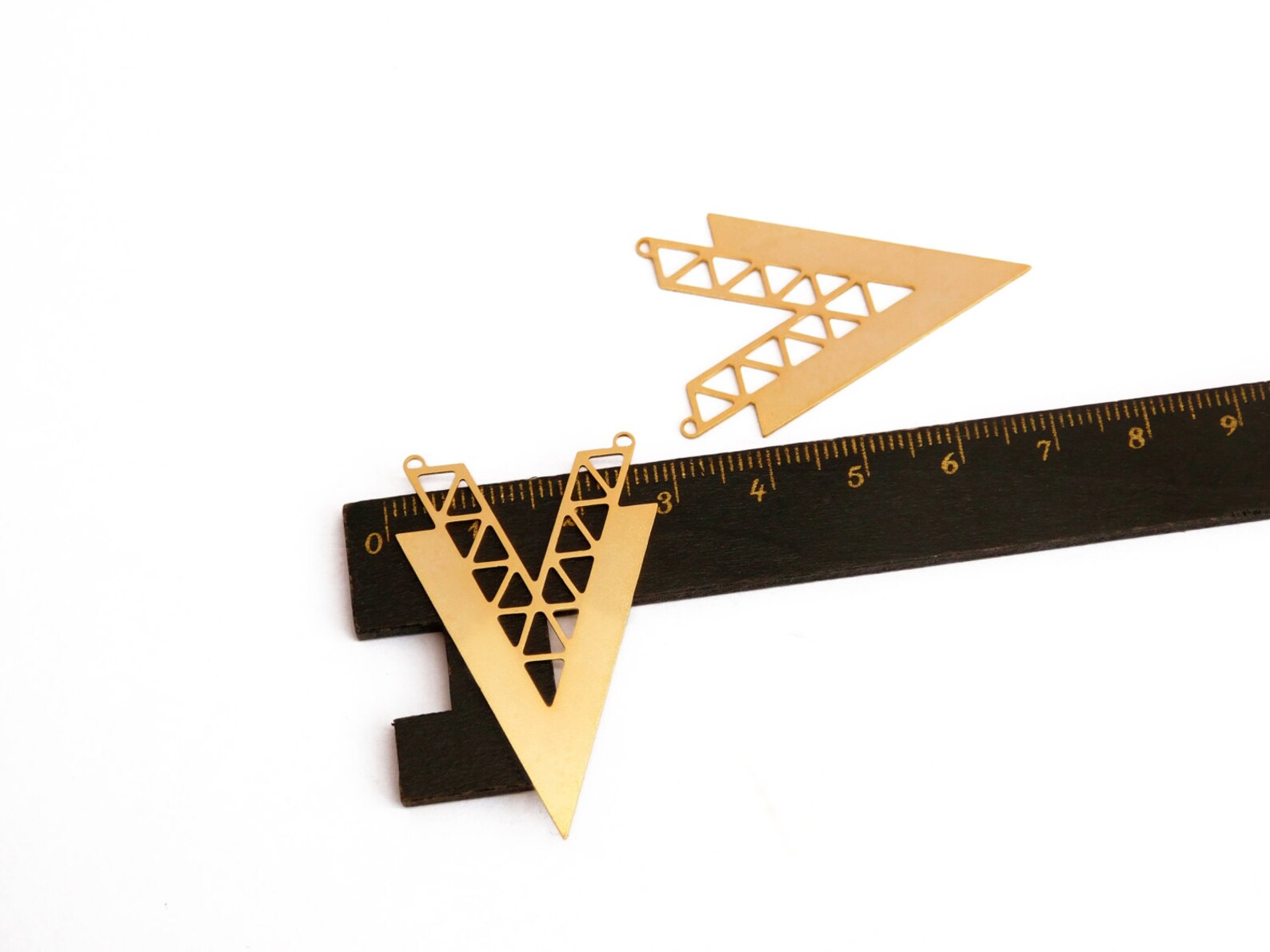 Large Gold Triangles 2 Pcs V-Shaped Pendants Gold Plated | Etsy