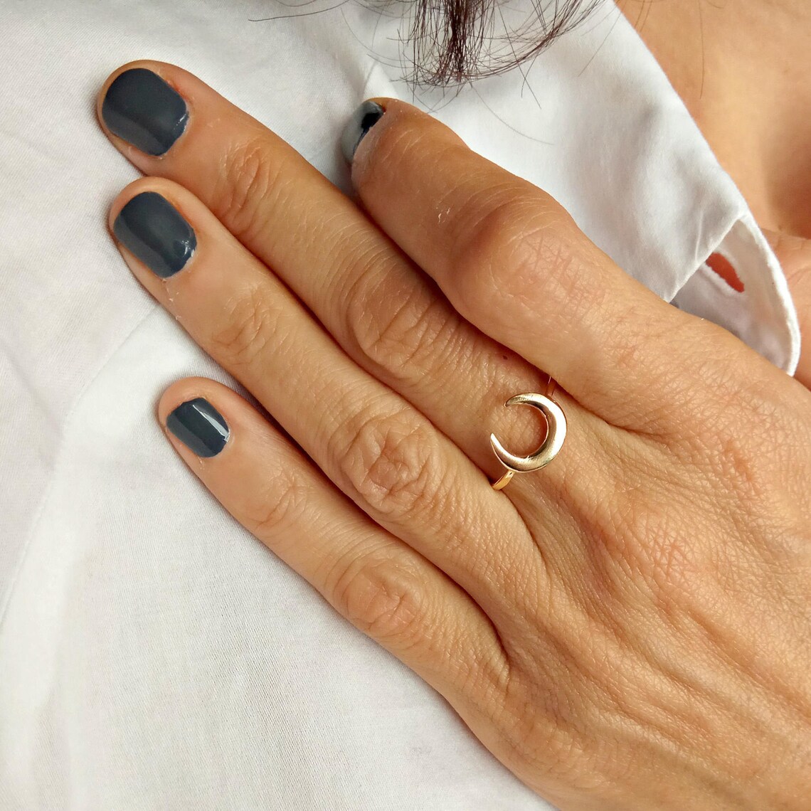 925 Sterling Silver Moon Ring Silver Antler Ring Half Moon | Etsy