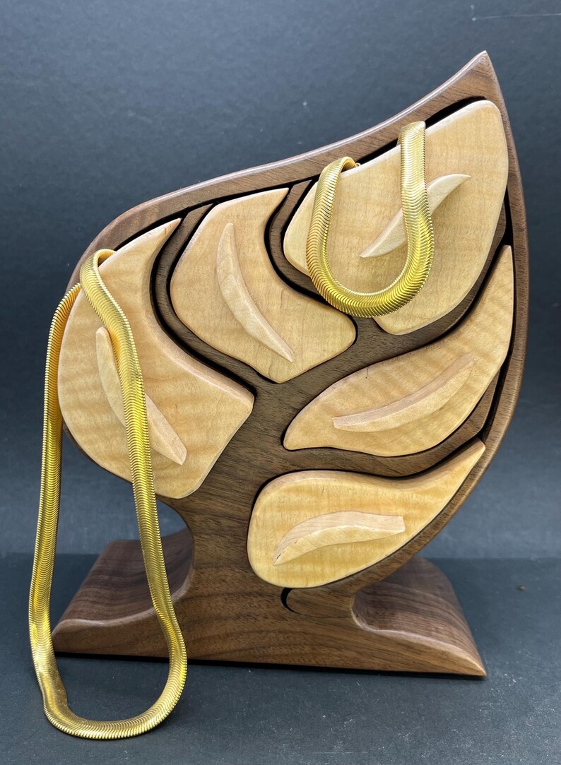Leaf Jewlery Box With Three Hidden Drawers in Walnut and Curly Maple ...