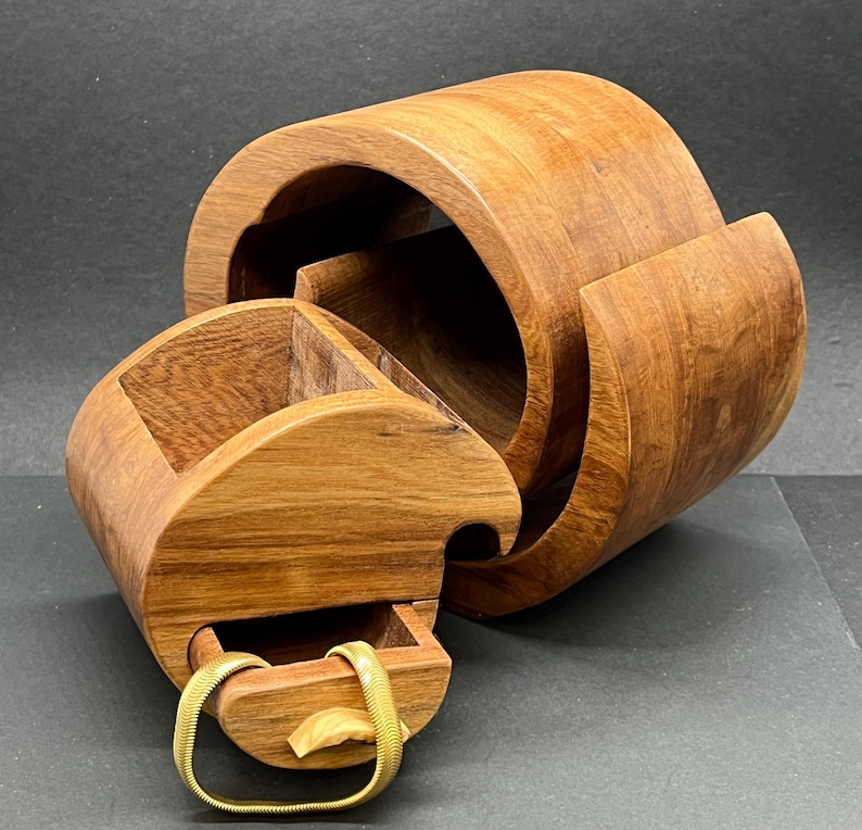 A Striking American Elm Jewelry Box With a Hidden Drawer (box 2067) - Etsy