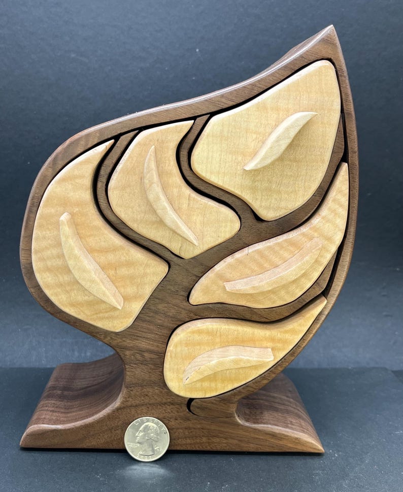 Leaf Jewlery Box With Three Hidden Drawers in Walnut and Curly Maple ...