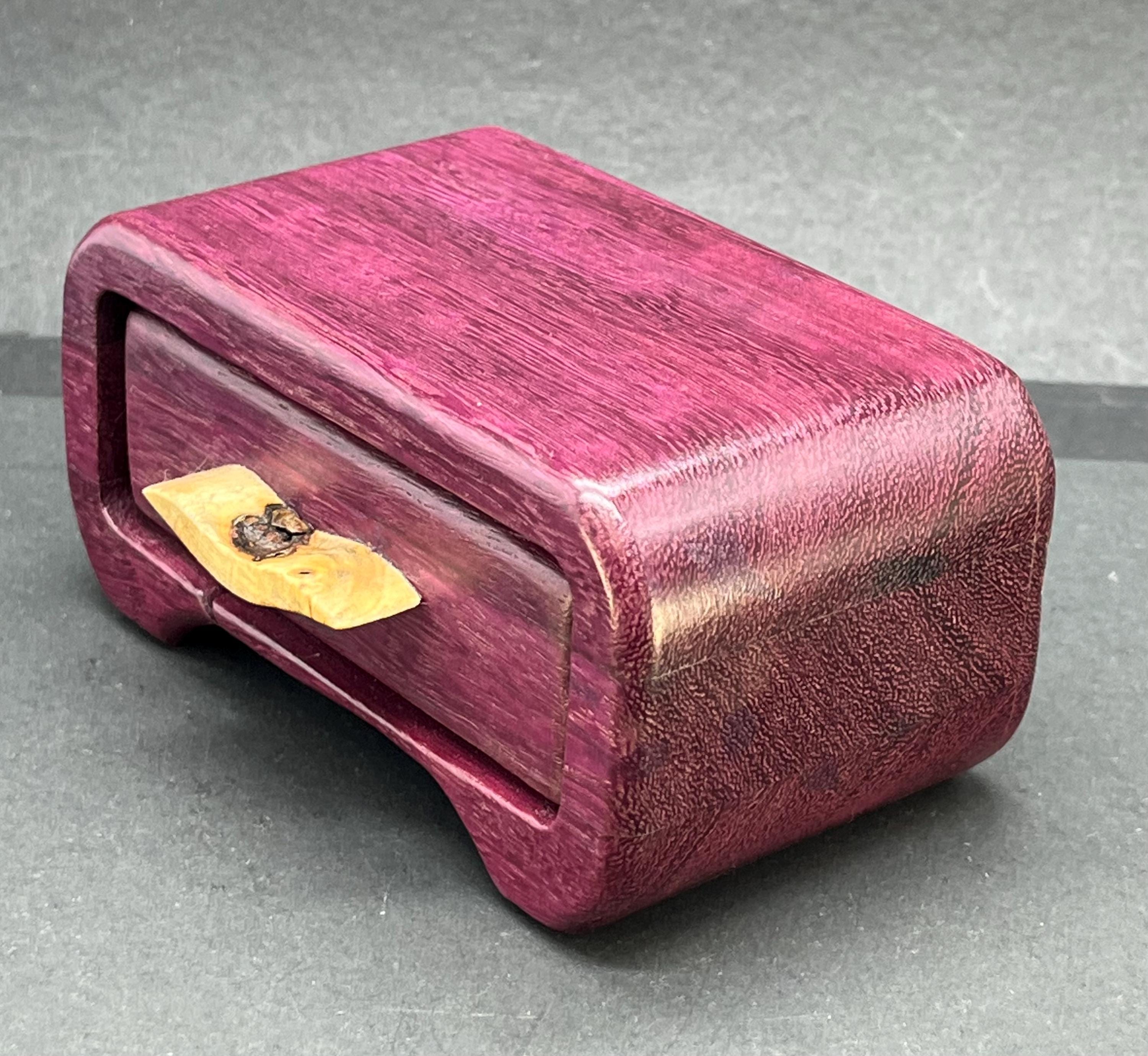 A Unique Single Drawer Purple Heart Box Hwith Buckeye Burl Handle box ...