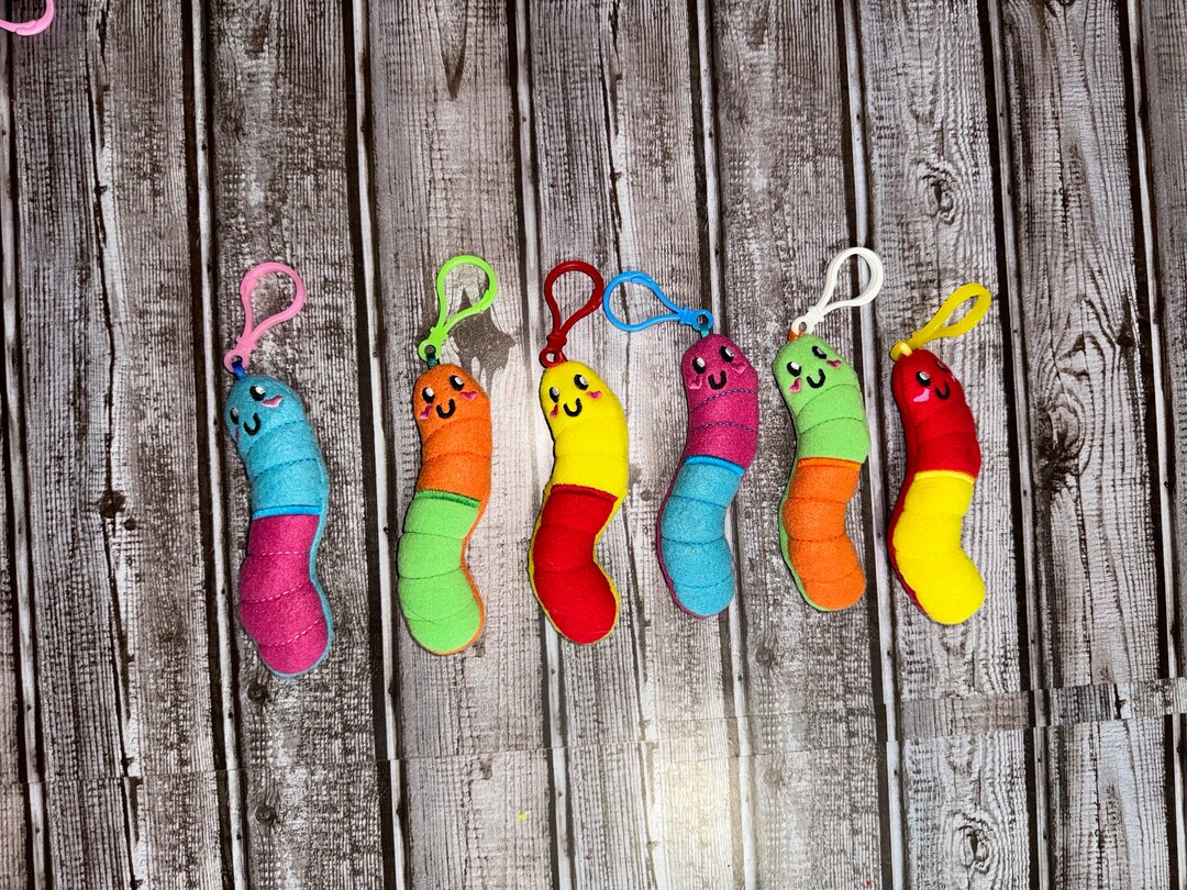 Sour Gummy Worm Plush Bag Tag, Keychain, Luggage Tag, Hanging Decor ...