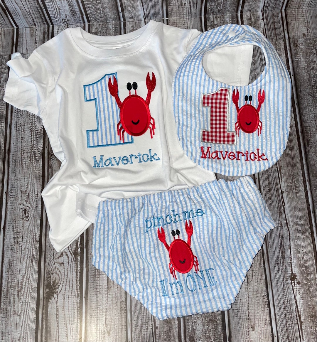 Crab Boys First Birthday Outfit, Pinch Me I’m One, Cake Smash Outfit ...