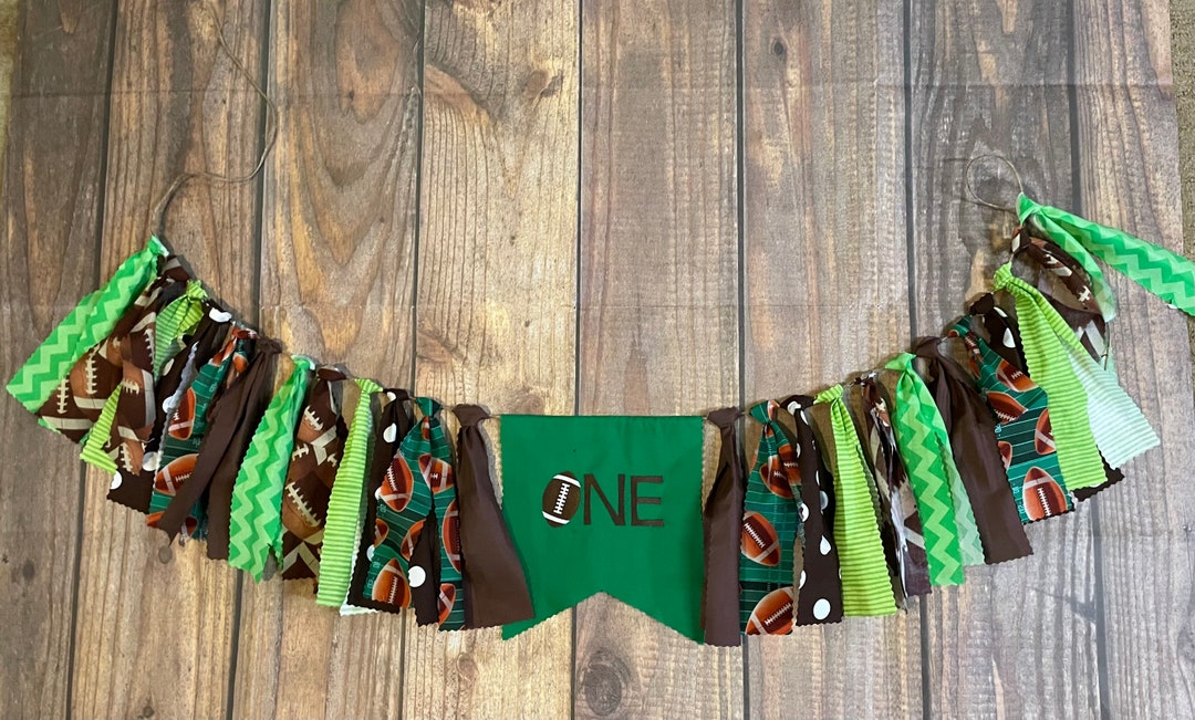 Football Birthday Banner Photo Prop Bunting Rag Tie Banner ANY Theme ...